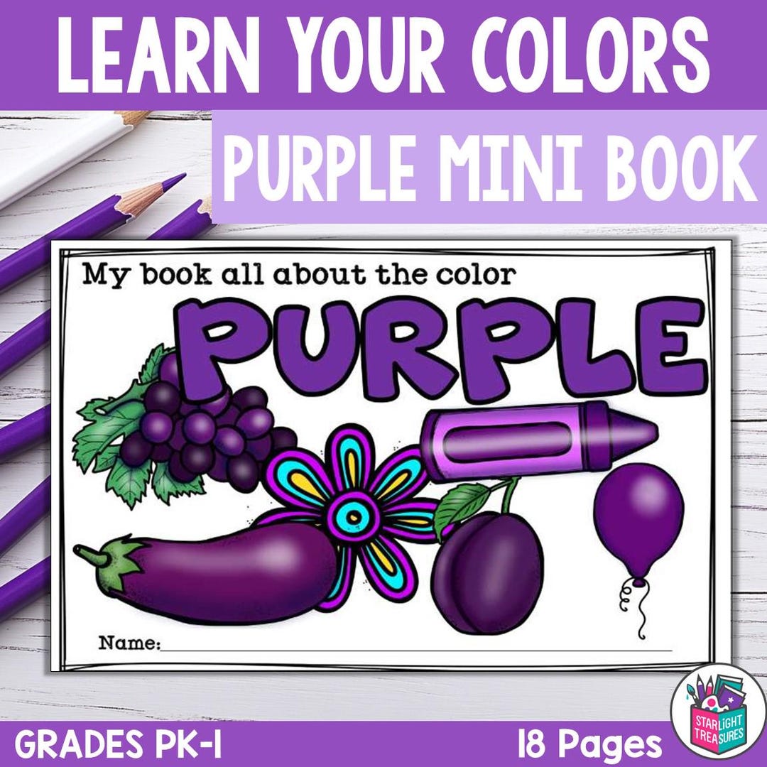 Colors of the Week: Purple Mini Book for Early Readers - Etsy