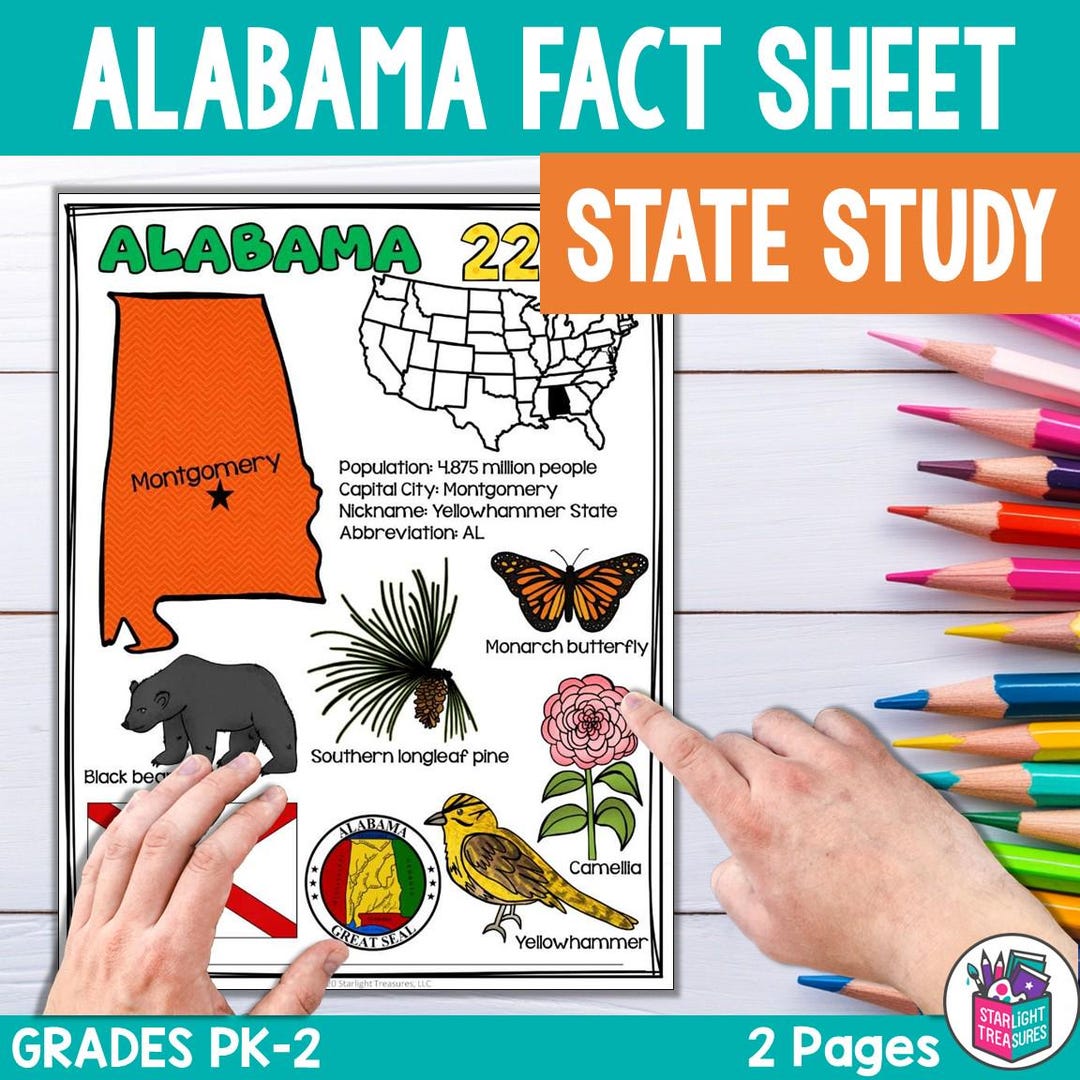 Alabama Fact Sheet for Early Readers - A State Study, Alabama Activity ...