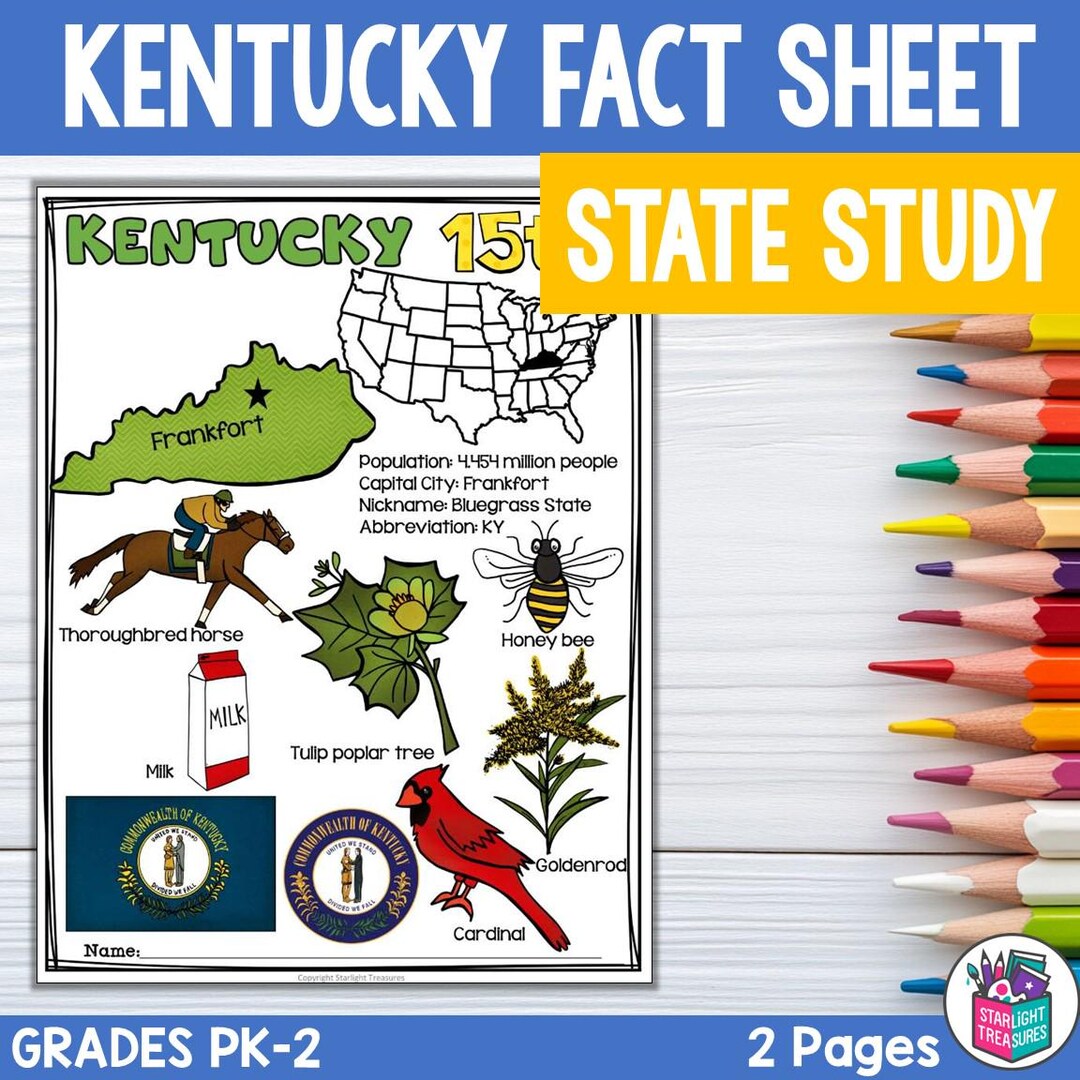 Kentucky Fact Sheet for Early Readers - A State Study Activity Unit ...