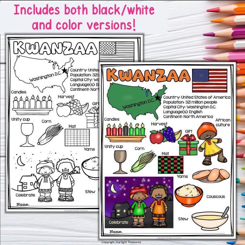 Kwanzaa Fact Sheet: Early Reader Activity (digital Download) - Etsy