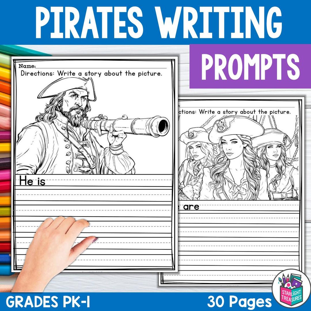 Pirates Writing Prompts, Pirate Picture Writing Prompt With Sentence ...