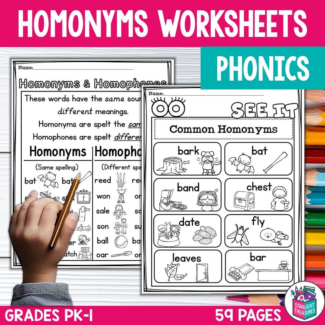 Homonyms and Homophones Worksheets and Activities for Early Readers ...