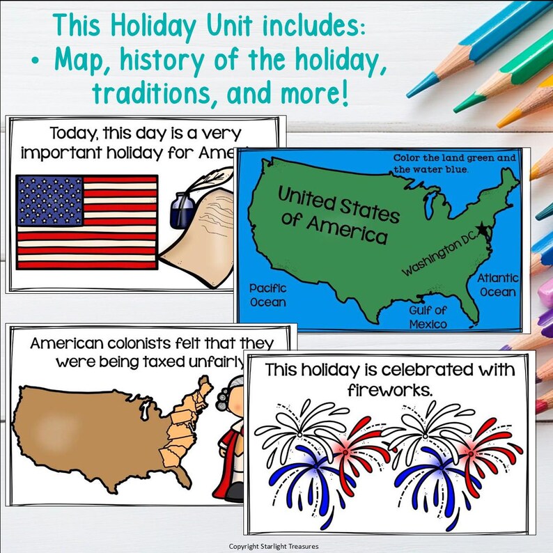 Independence Day Mini Book for Early Readers: July 4th Activity for ...