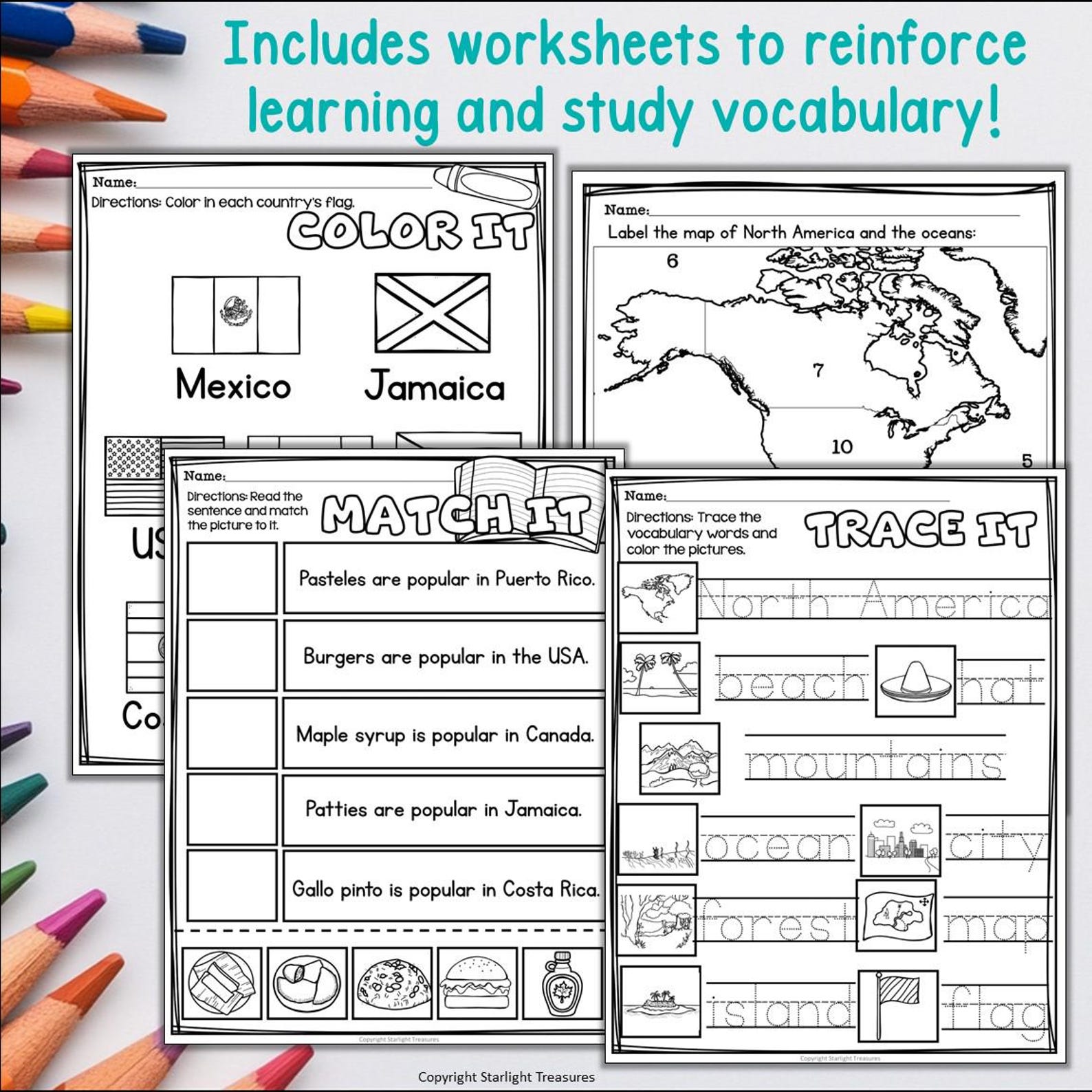 All About North America Complete Unit With Activities for Early Readers ...