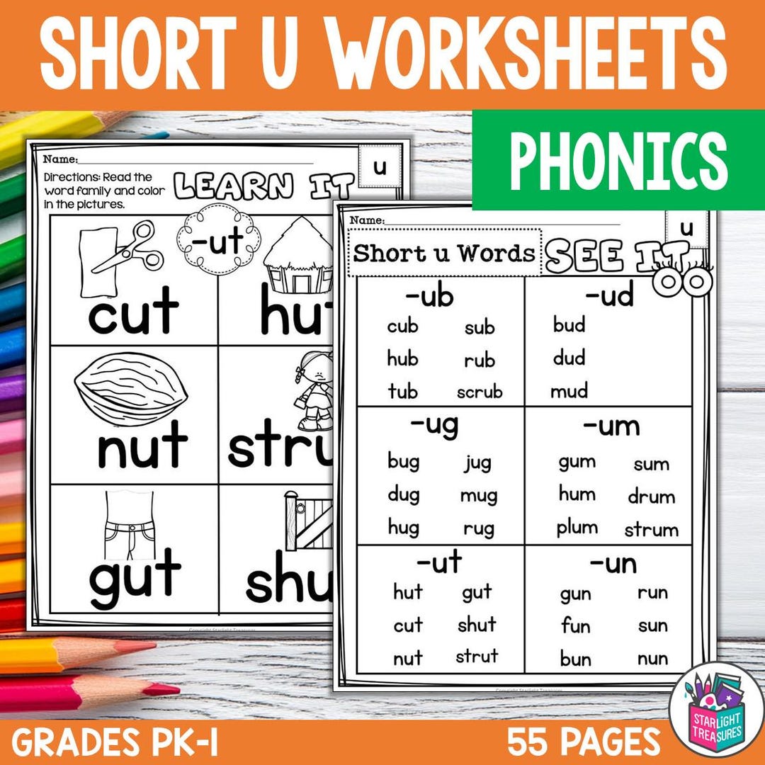 Short U Worksheets and Activities for Early Readers - Phonics (digital ...