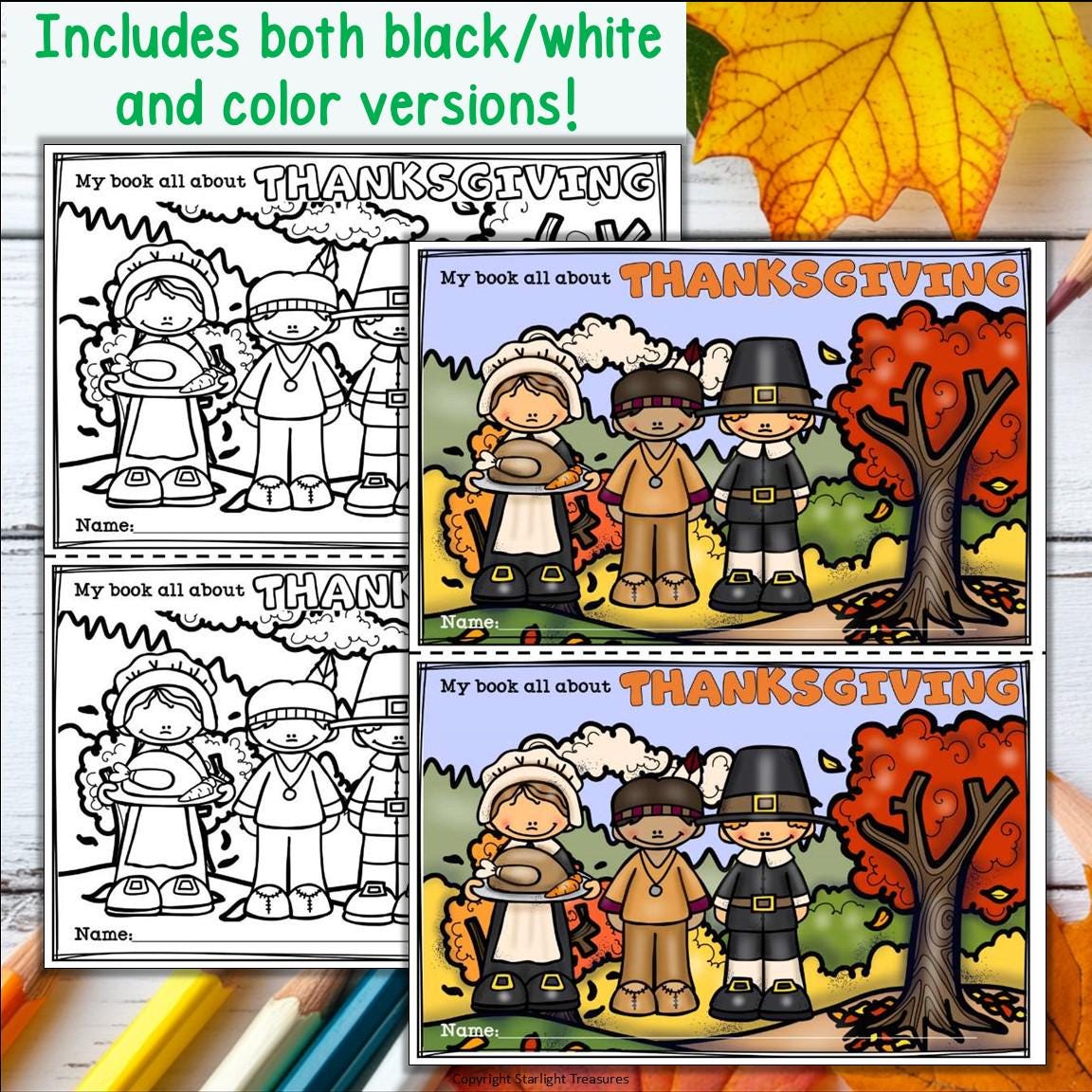 Thanksgiving Mini Book: Early Reader Activity (digital Download) - Etsy