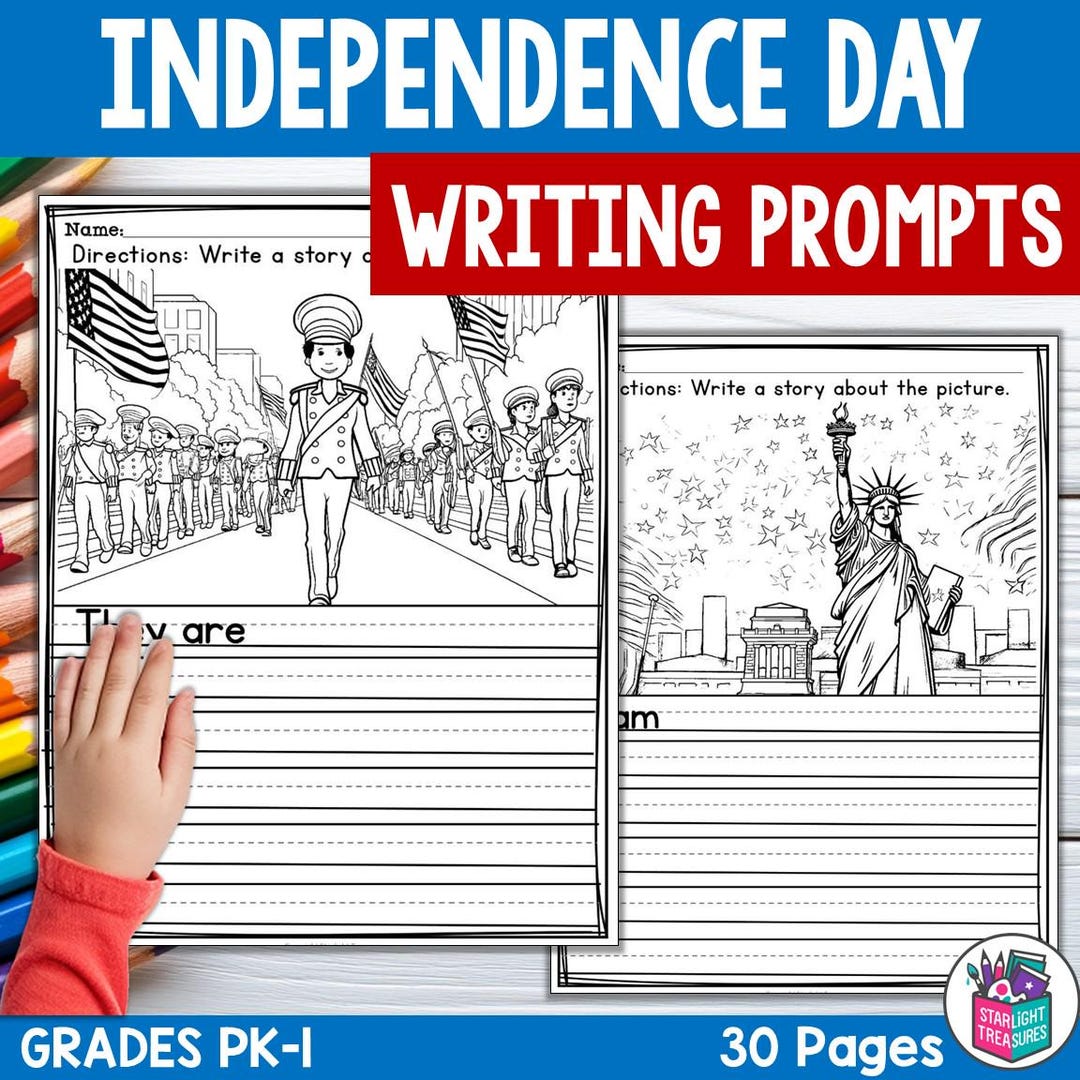Independence Day Writing Prompts, July 4th Picture Writing Sentence ...