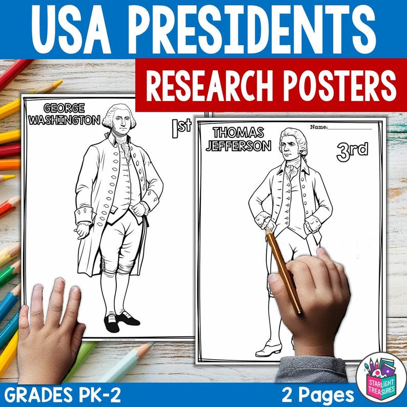 US Presidents Research Posters, Coloring Pages Biography Research ...
