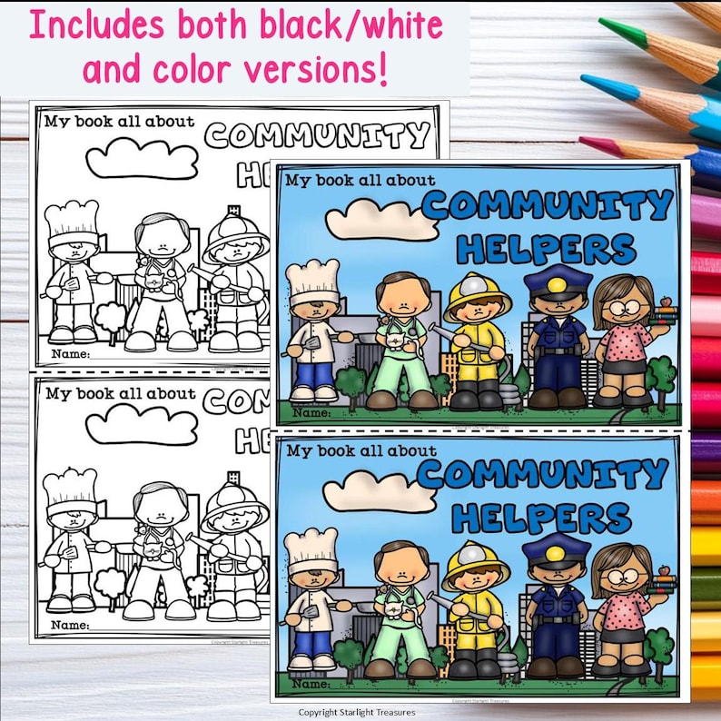Community Helpers Mini Book: Early Reader Activity (digital Download ...