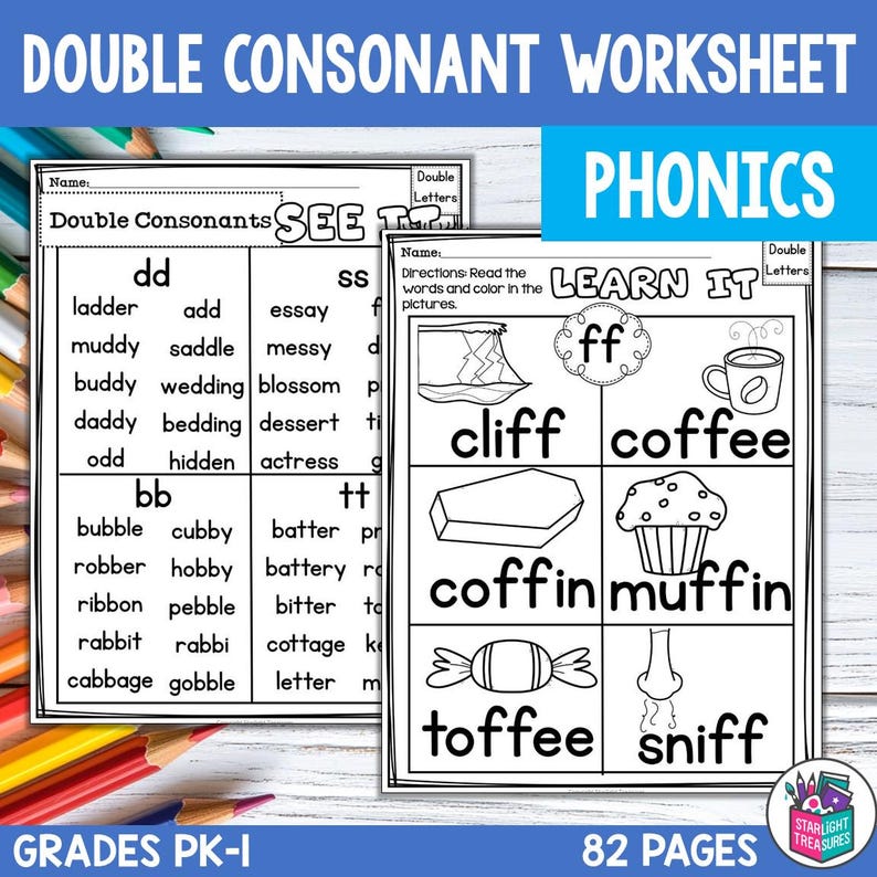 Double Consonants Worksheets and Activities for Early Readers - Phonics ...