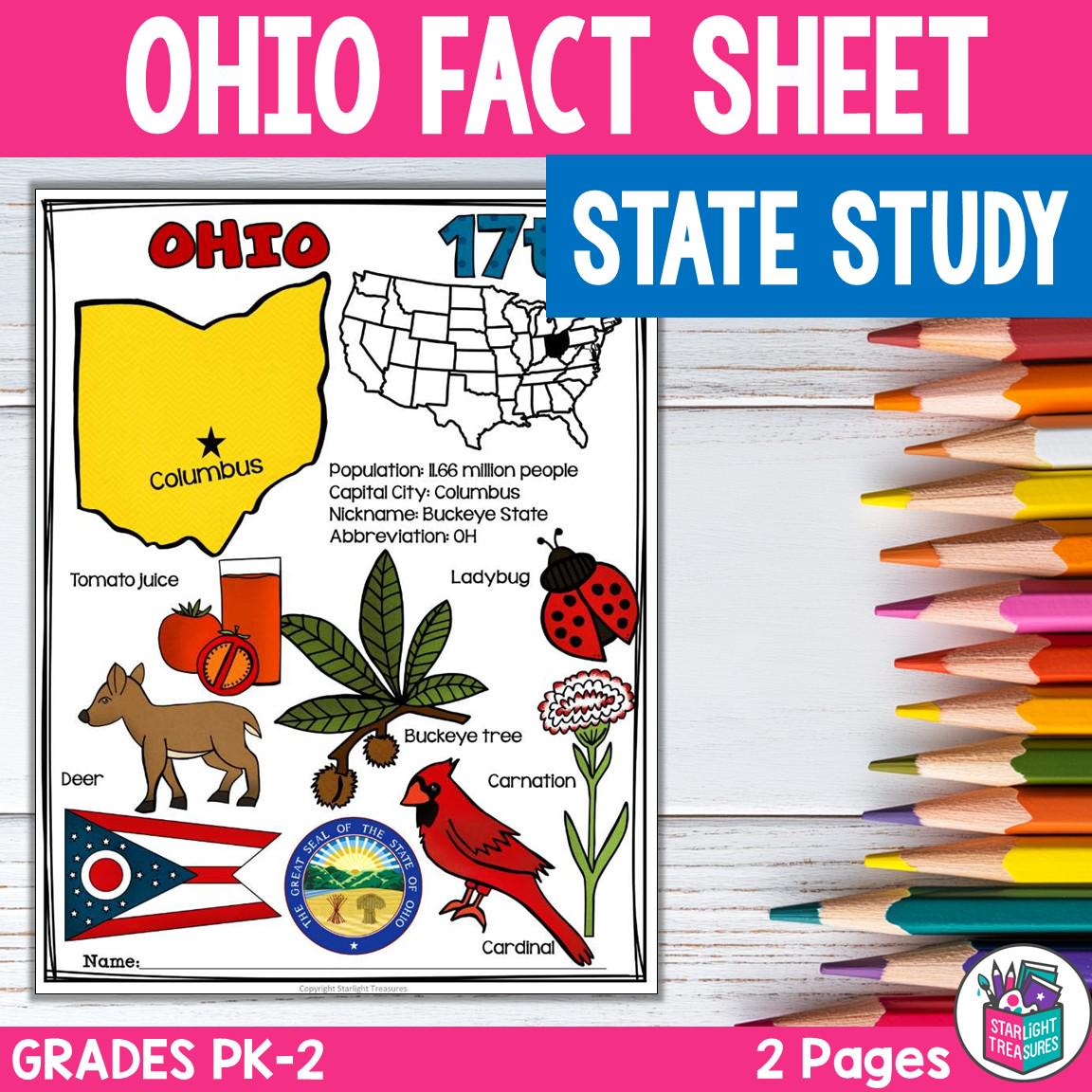 Ohio Fact Sheet for Early Readers - A State Study Activity Unit ...