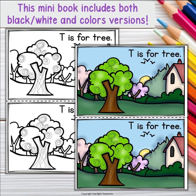 Letter T Mini Book: Alphabet Learning Activity (digital Download - Etsy