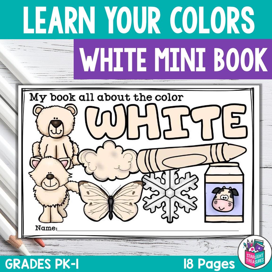 Colors of the Week: White Mini Book for Early Readers - Etsy