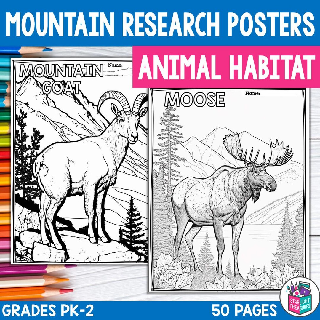 Mountain Animals Research Posters, Coloring Pages - Animal Research ...