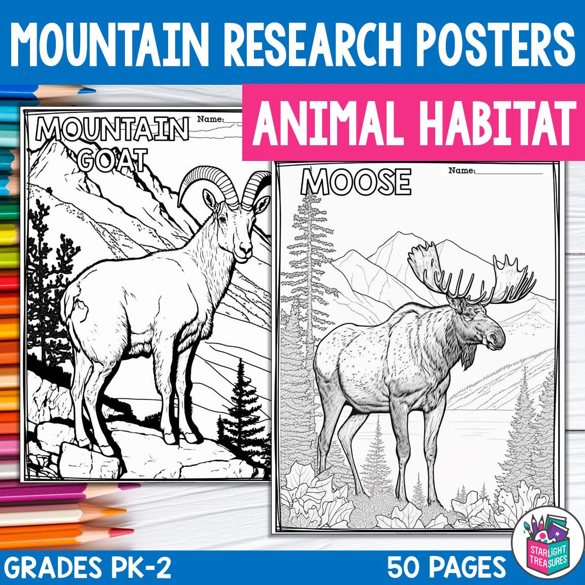 Mountain Animals Research Posters, Coloring Pages - Animal Research ...