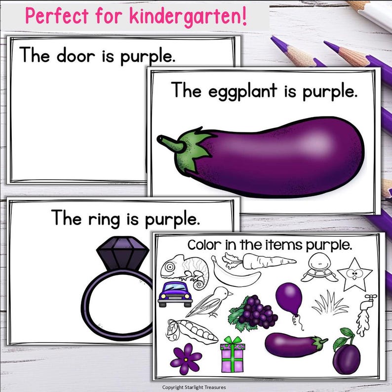 Colors of the Week: Purple Mini Book for Early Readers - Etsy