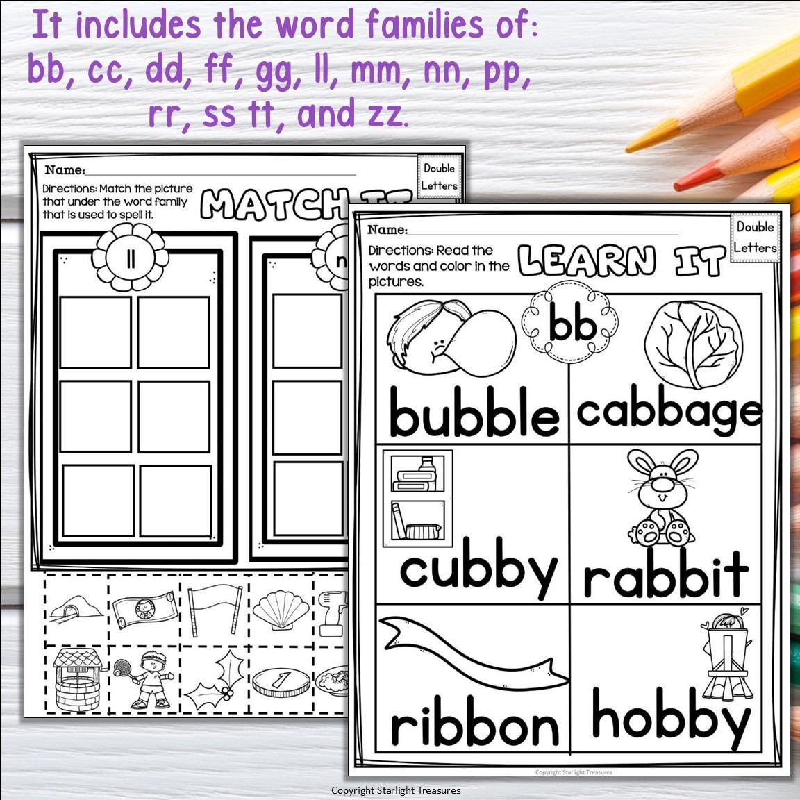 Double Consonants Worksheets and Activities for Early Readers - Phonics ...