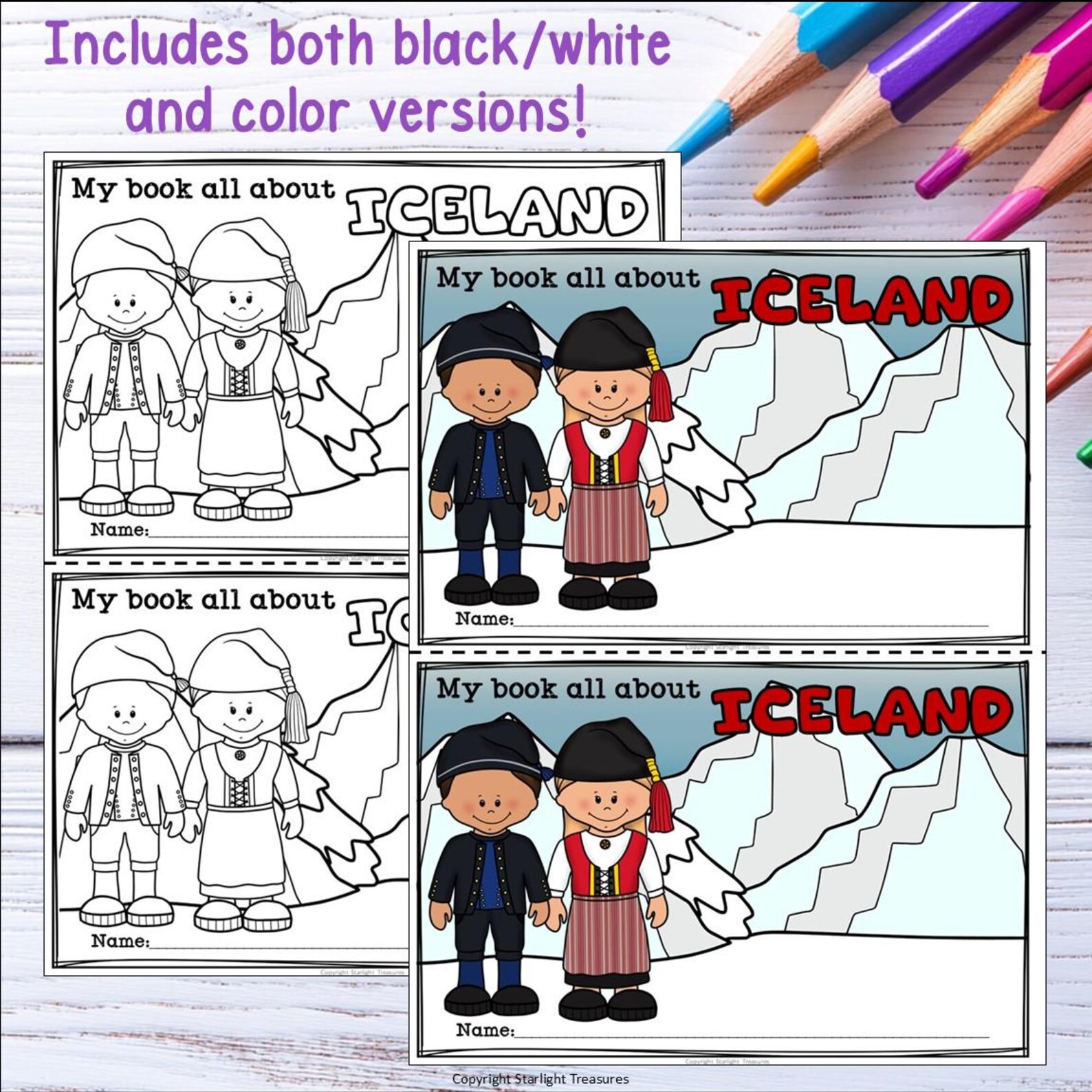Iceland Mini Book: Early Reader Activity Study (digital Download) - Etsy