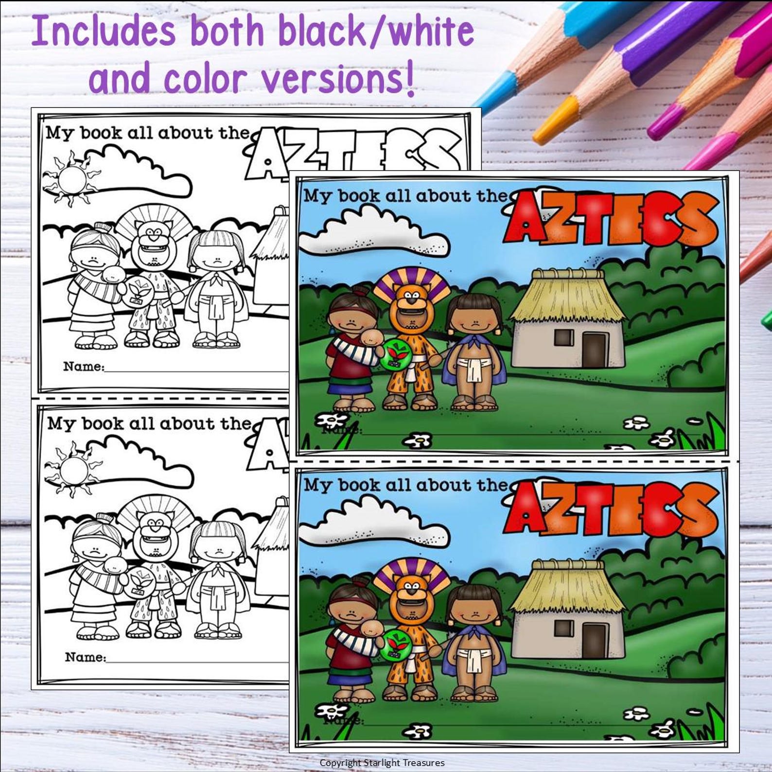 Aztec Mini Book for Early Readers - Ancient Civilizations Activities - Etsy