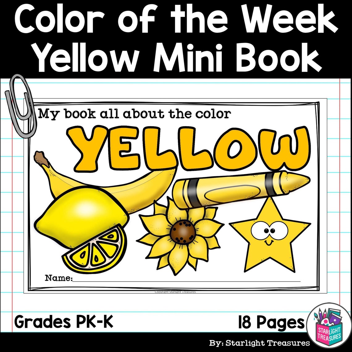 Colors of the Week: Yellow Mini Book for Early Readers - Etsy