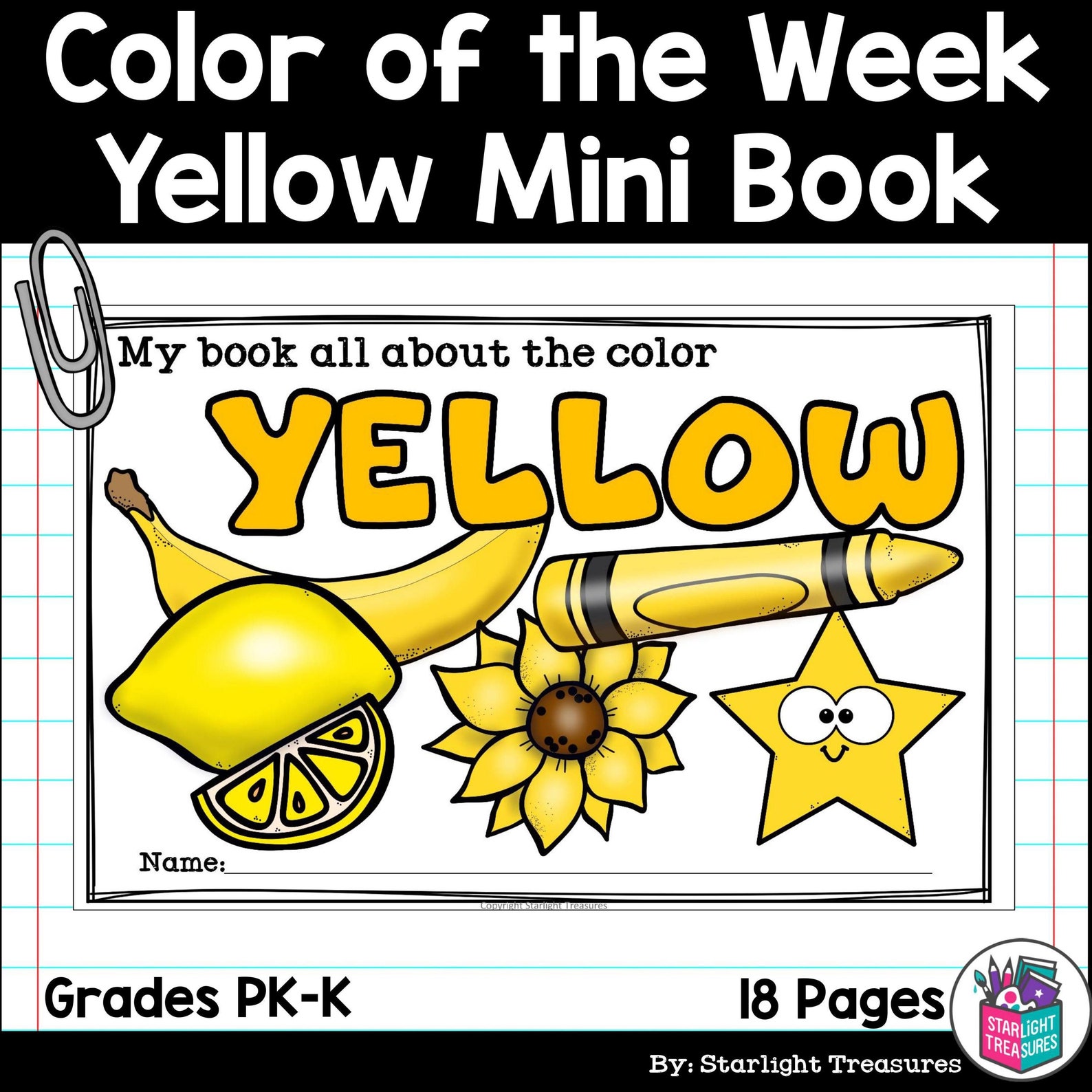 Colors of the Week: Yellow Mini Book for Early Readers - Etsy