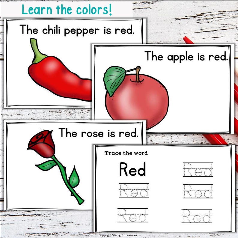 Colors of the Week: Red Mini Book for Early Readers - Etsy