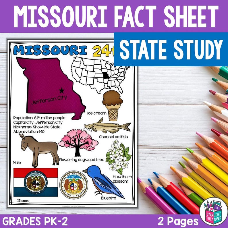 Missouri Fact Sheet for Early Readers - A State Study Activity Unit ...
