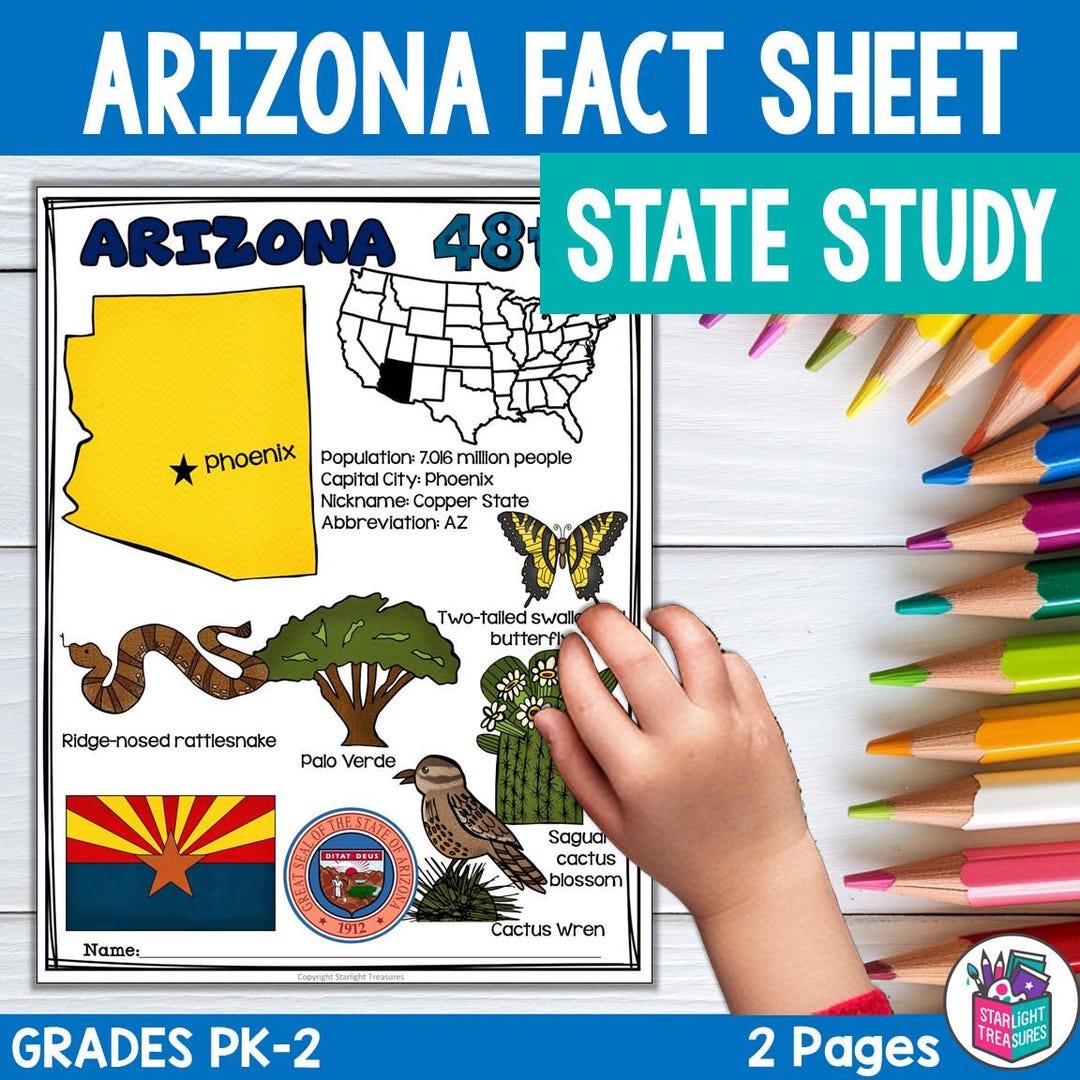 Arizona Fact Sheet for Early Readers - A State Study, Arizona Activity ...
