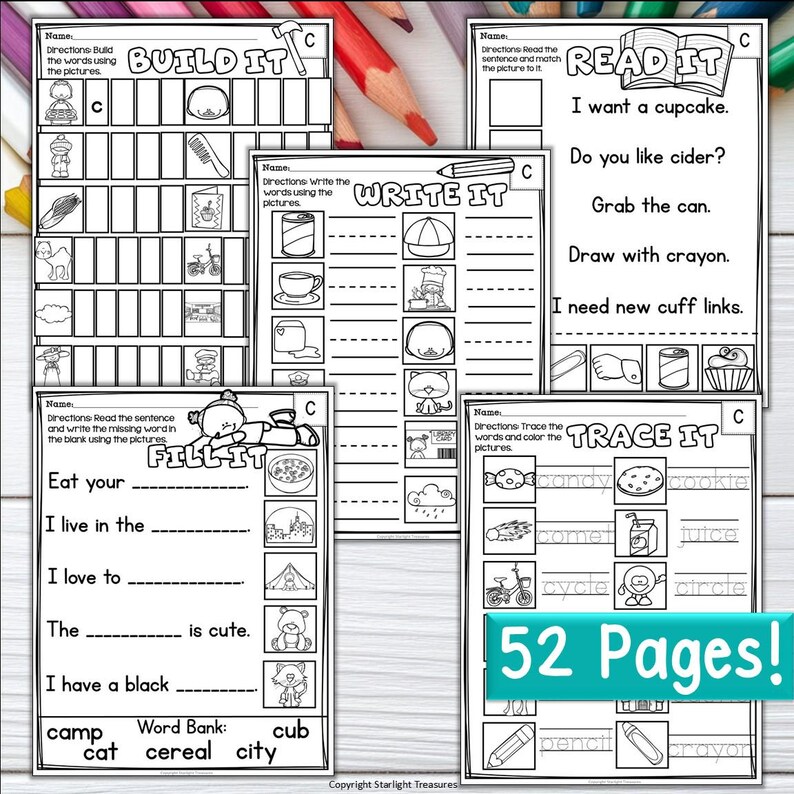 Hard & Soft C Worksheets and Activities for Early Readers - Phonics ...