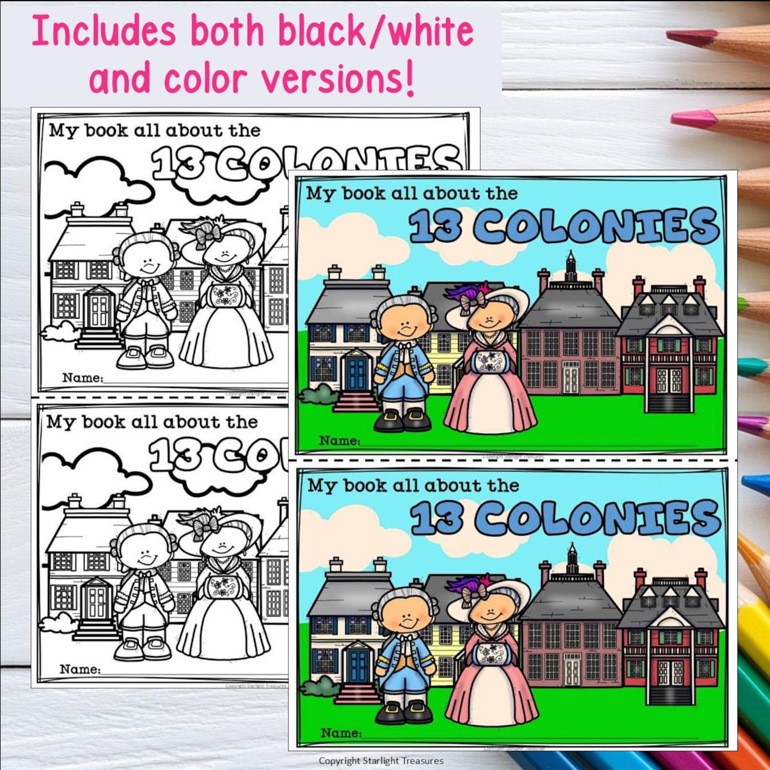 Colonial Times Mini Book for Early Readers - 13 Colonies, Colonial Jobs ...