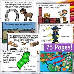 Colonial Times Mini Book for Early Readers - 13 Colonies, Colonial Jobs ...