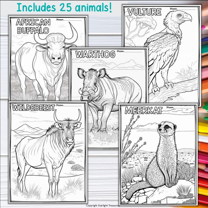 Savanna Animals Research Posters, Coloring Pages - Animal Research ...