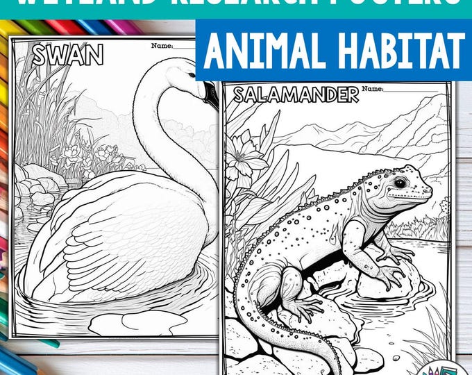 100 Wetland Animals Coloring Pages - Adults and Kids Coloring Book ...