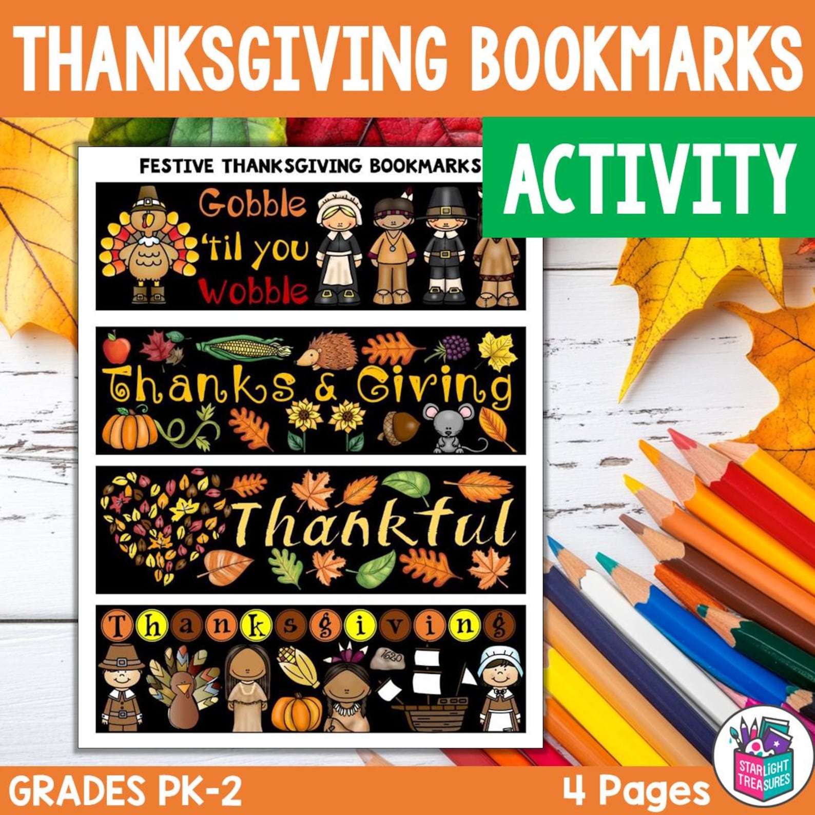 Thanksgiving Cut & Color Bookmarks: Student Gift (digital Download) - Etsy