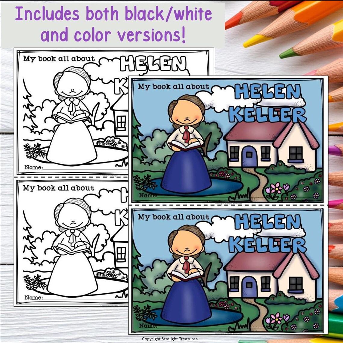 Helen Keller Mini Book for Early Readers: Women's History Month ...