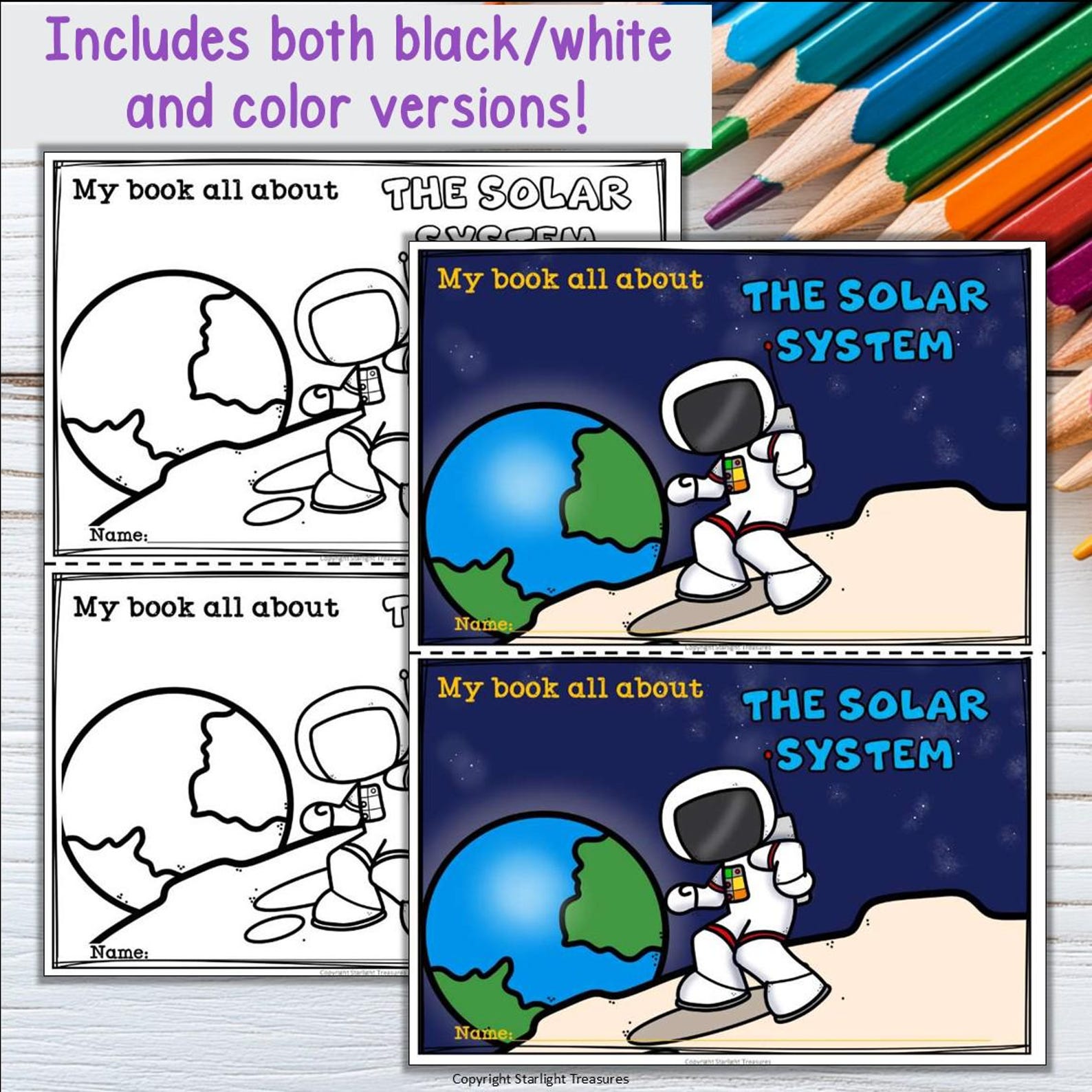 Solar System Mini Book for Early Readers: Space Activities for Kids - Etsy