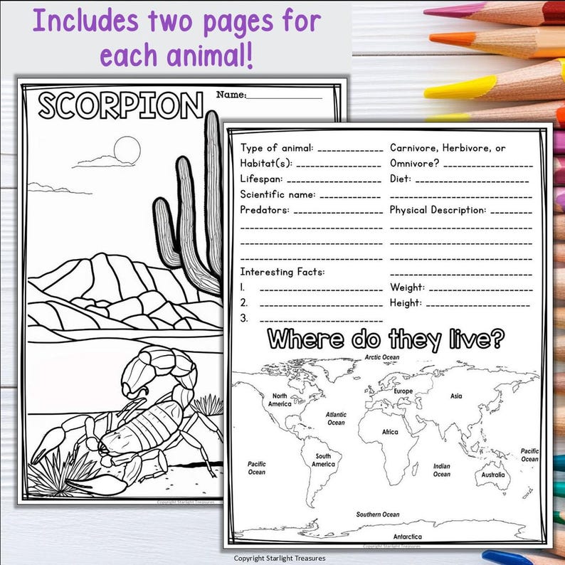 Desert Animals Research Posters, Coloring Pages - Animal Research ...