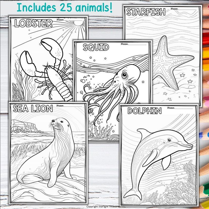 Ocean Animals Research Posters, Coloring Pages - Animal Research ...