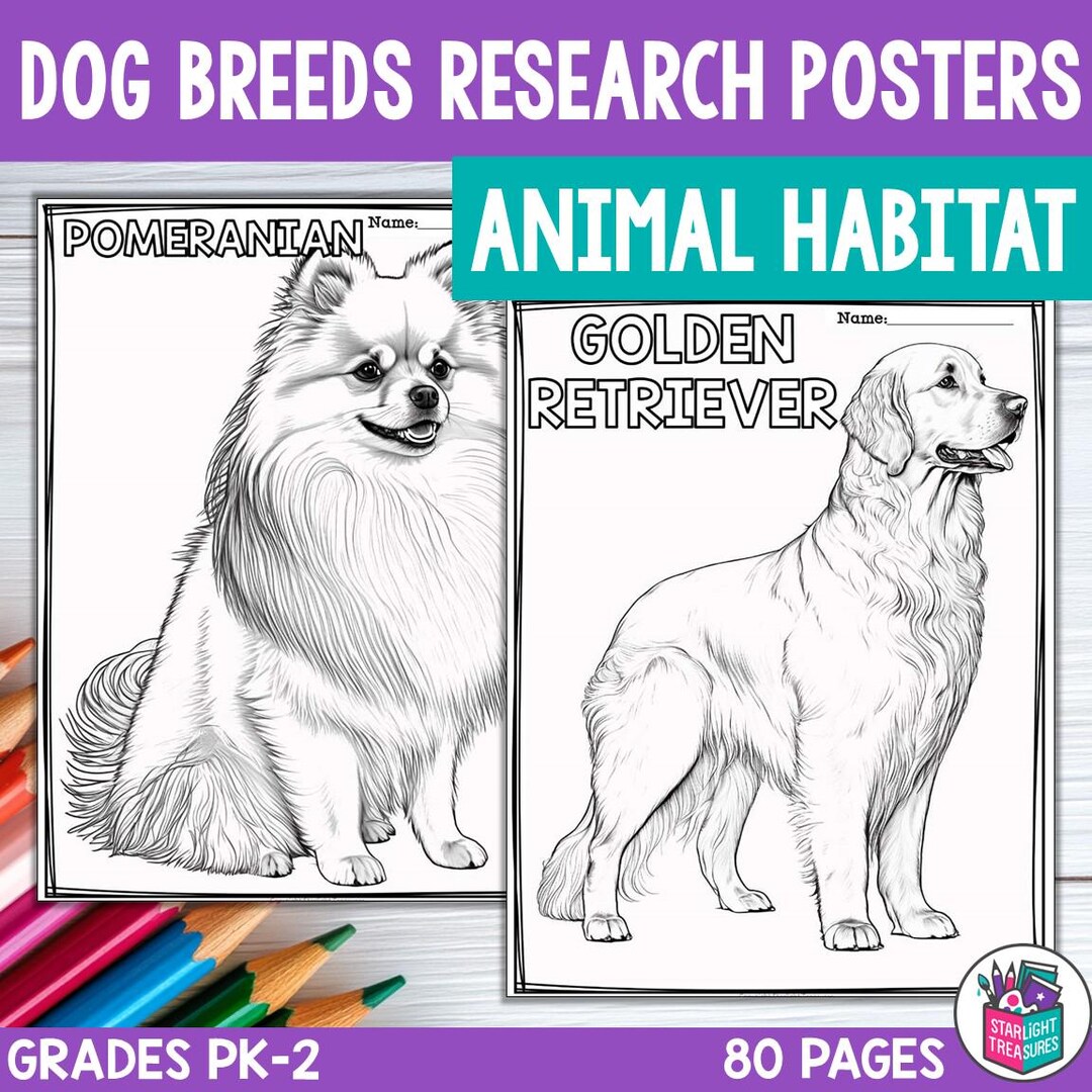 Dog Breeds Research Posters, Coloring Pages - Animal Research Project ...