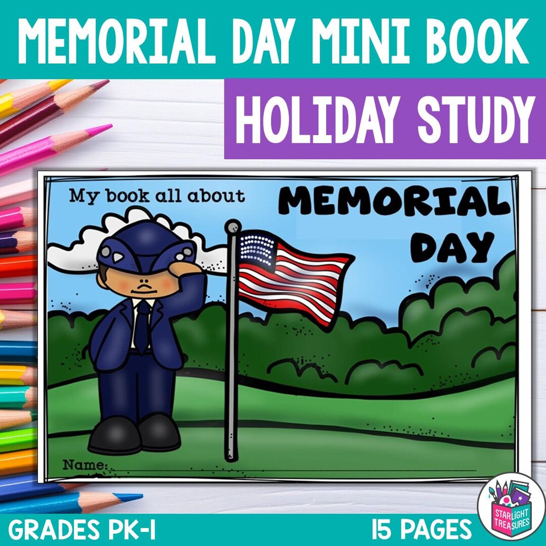 Memorial Day Mini Book for Early Readers, Memorial Day Holiday Activity ...