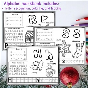 Alphabet Workbook: Worksheet A-Z Christmas Activity, Christmas Alphabet ...