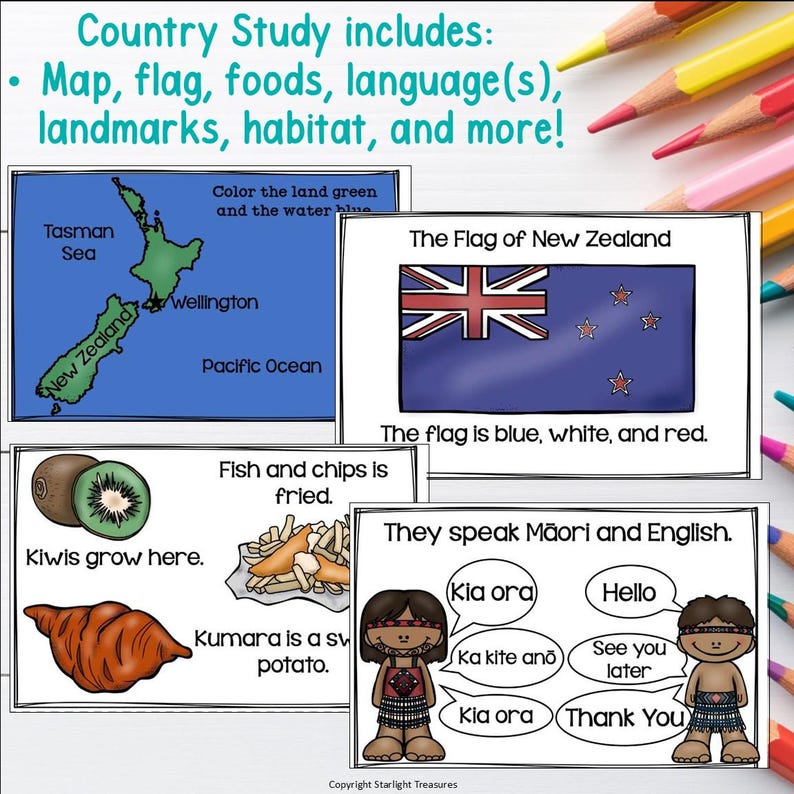 New Zealand Mini Book: Early Reader Activity Study (digital Download ...