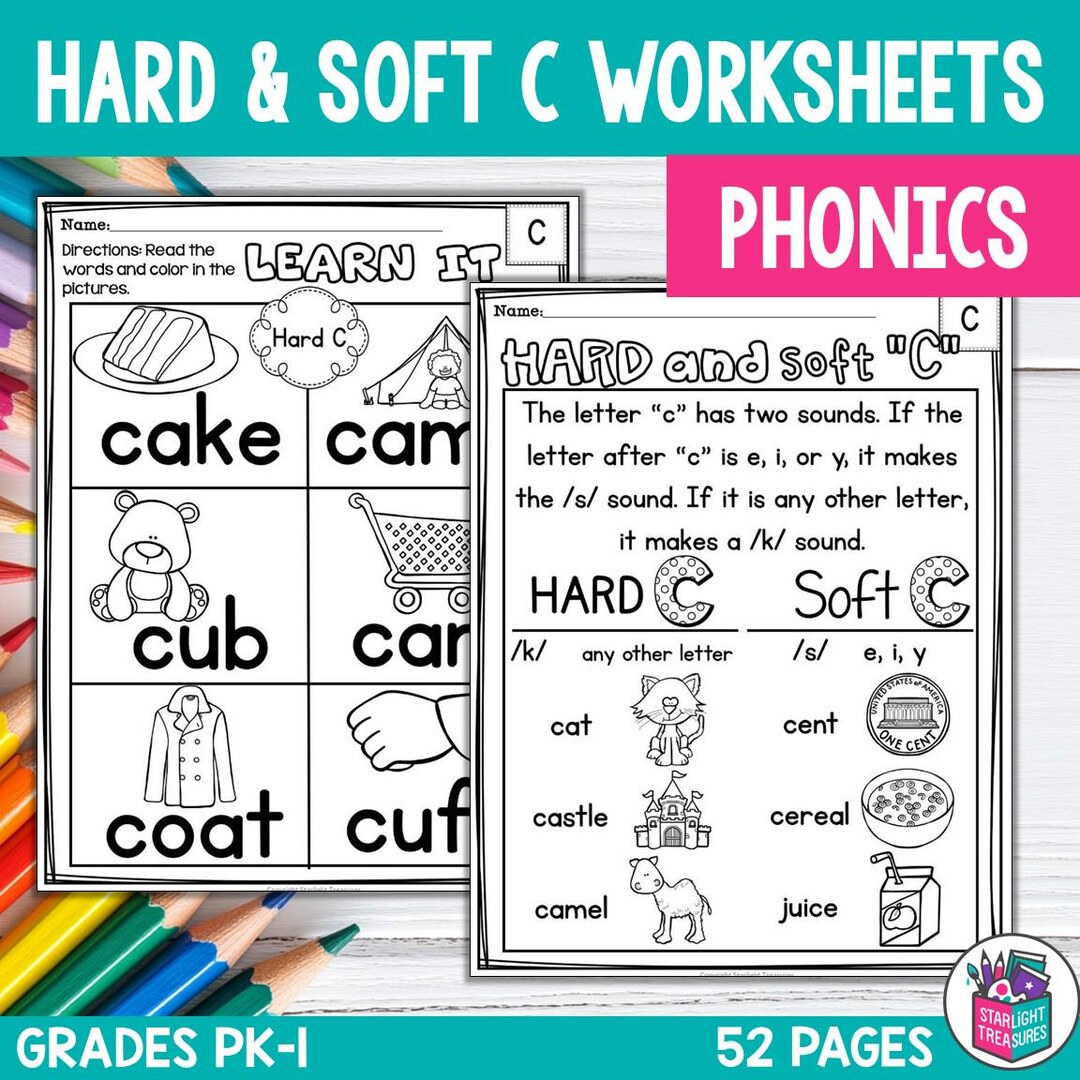 Hard & Soft C Worksheets and Activities for Early Readers - Phonics ...