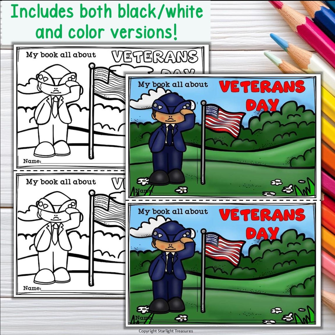Veterans Day Mini Book for Early Readers - Veterans Day Activity for ...