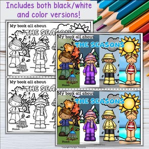 Seasons Mini Book for Early Readers: Four Seasons Activity (digital ...