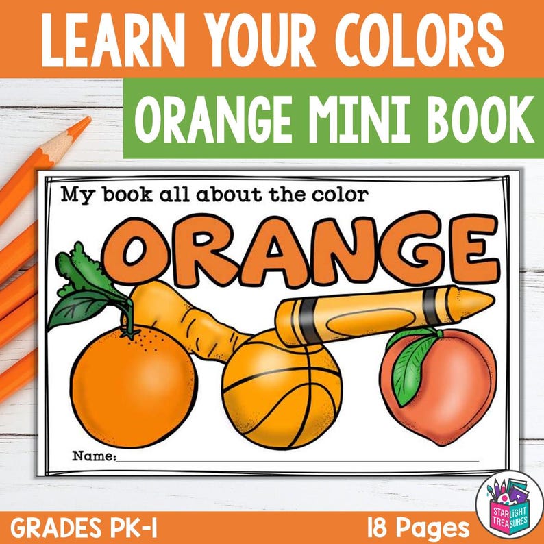 Colors of the Week: Orange Mini Book for Early Readers - Etsy