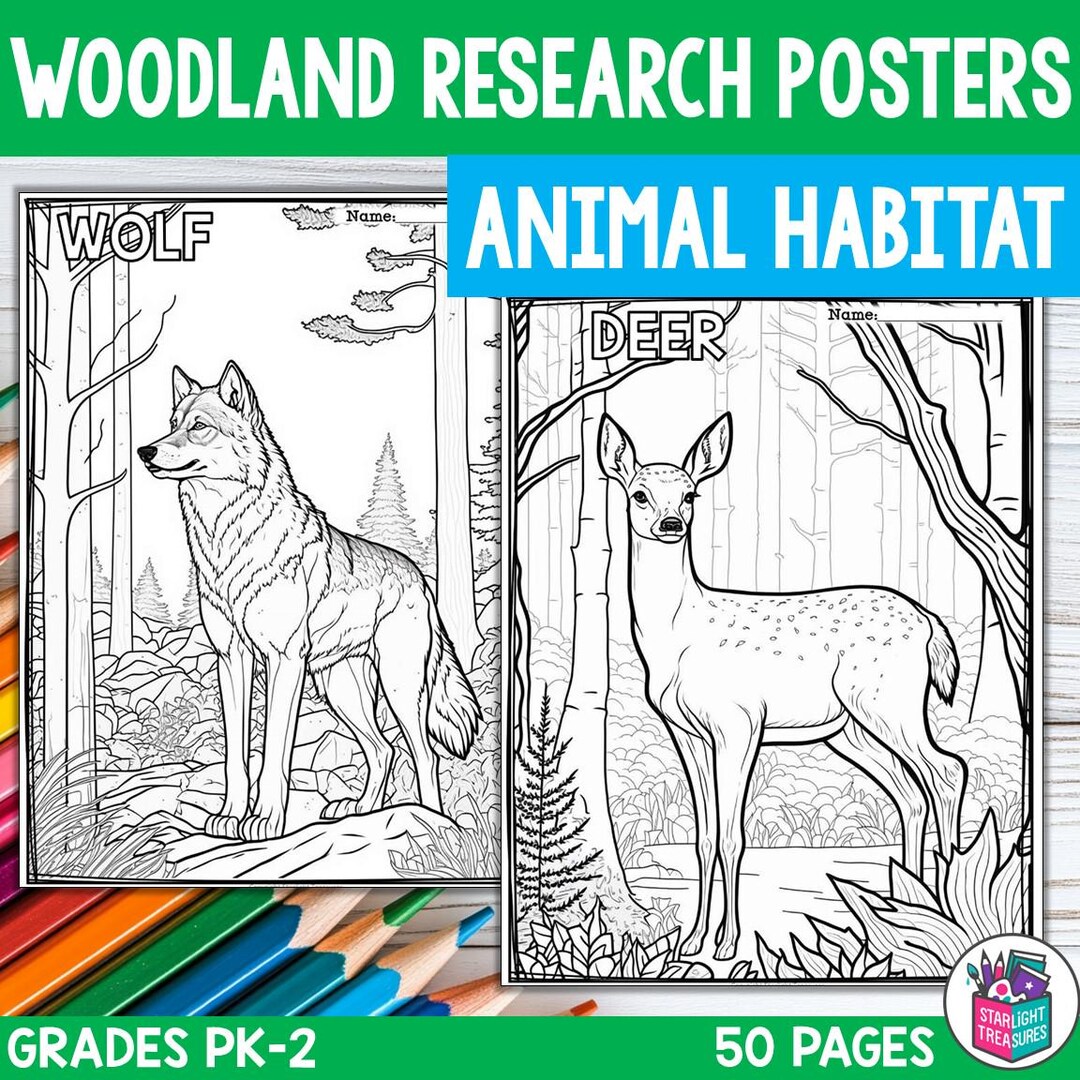 Woodland Animals Research Posters, Coloring Pages - Animal Research ...