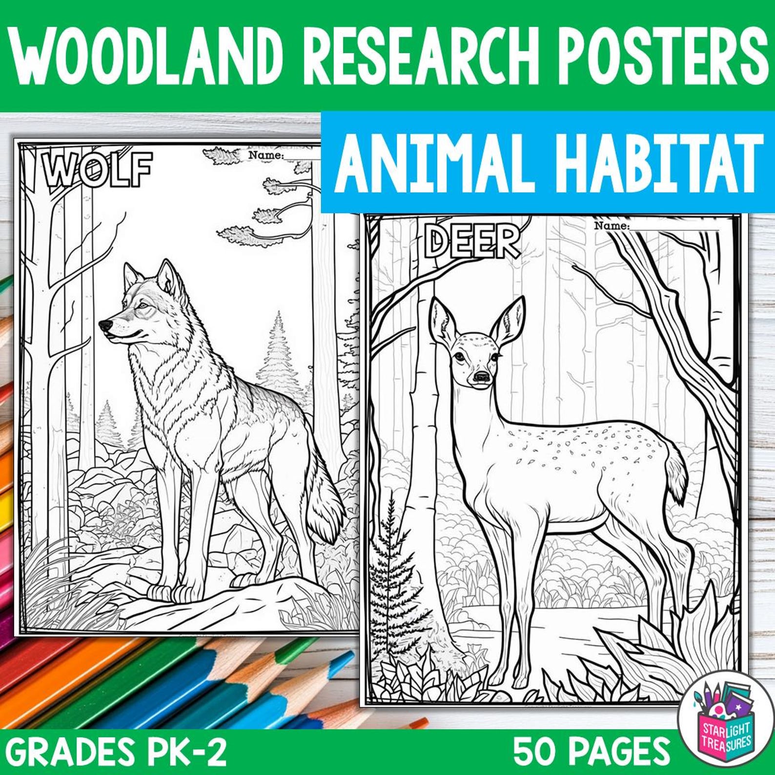Woodland Animals Research Posters, Coloring Pages - Animal Research ...