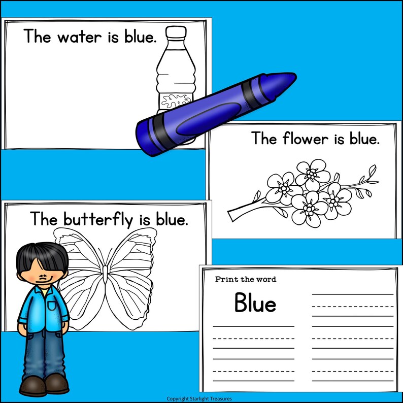 Colors of the Week: Blue Mini Book for Early Readers - Etsy