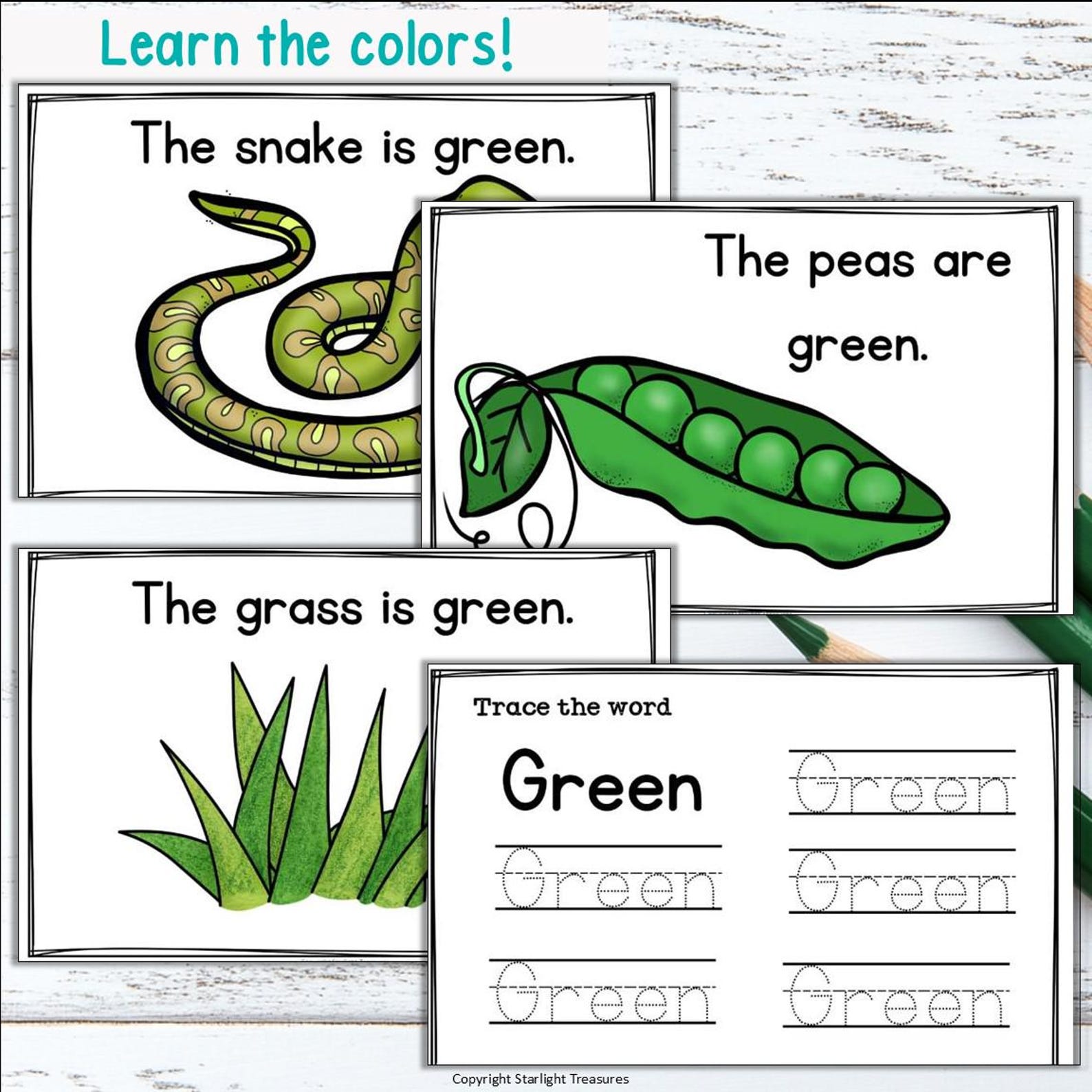 Colors of the Week: Green Mini Book for Early Readers - Etsy
